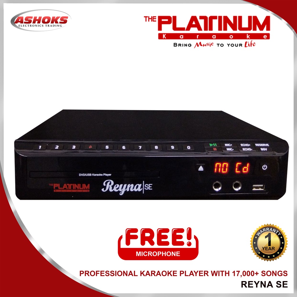 The Platinum Karaoke Reyna SE Professional Player with Free Wired Microphone / CD Volume 103 ...