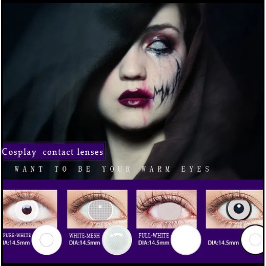 EYESHARE 2pcs pure white color Cosplay Eyes Cosmetic Contact Lens ...