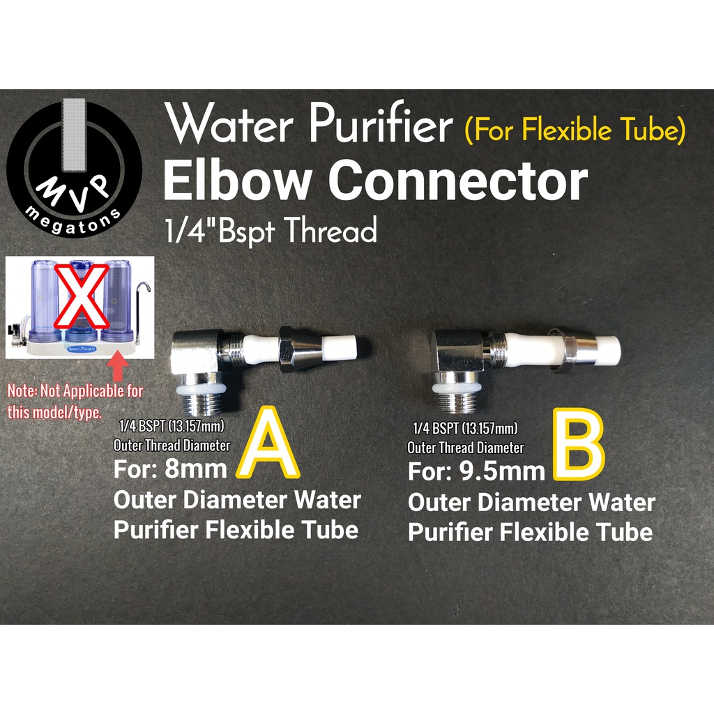 Elbow Connector of Water Purifier for Flexible Pipe Tube 8mm OD and 9 ...