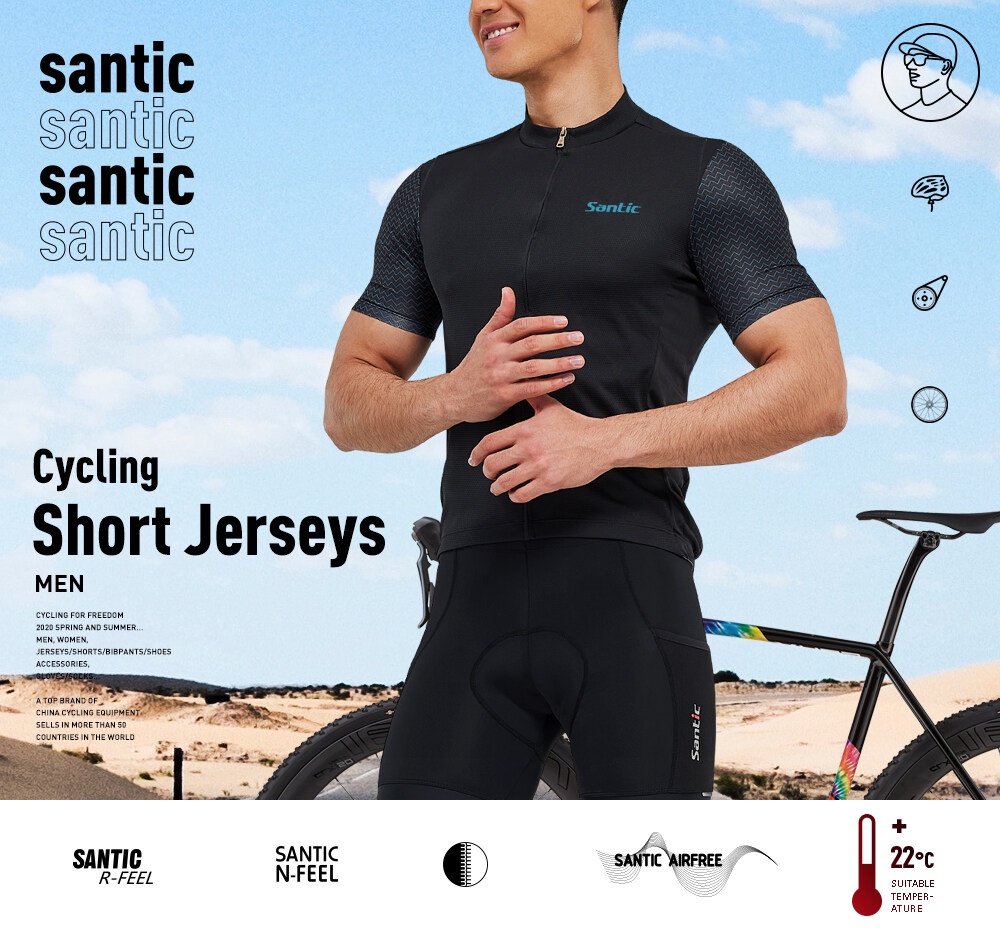 Santic Men Cycling Jerseys Short-sleeved Full Zipper Bike MTB ...