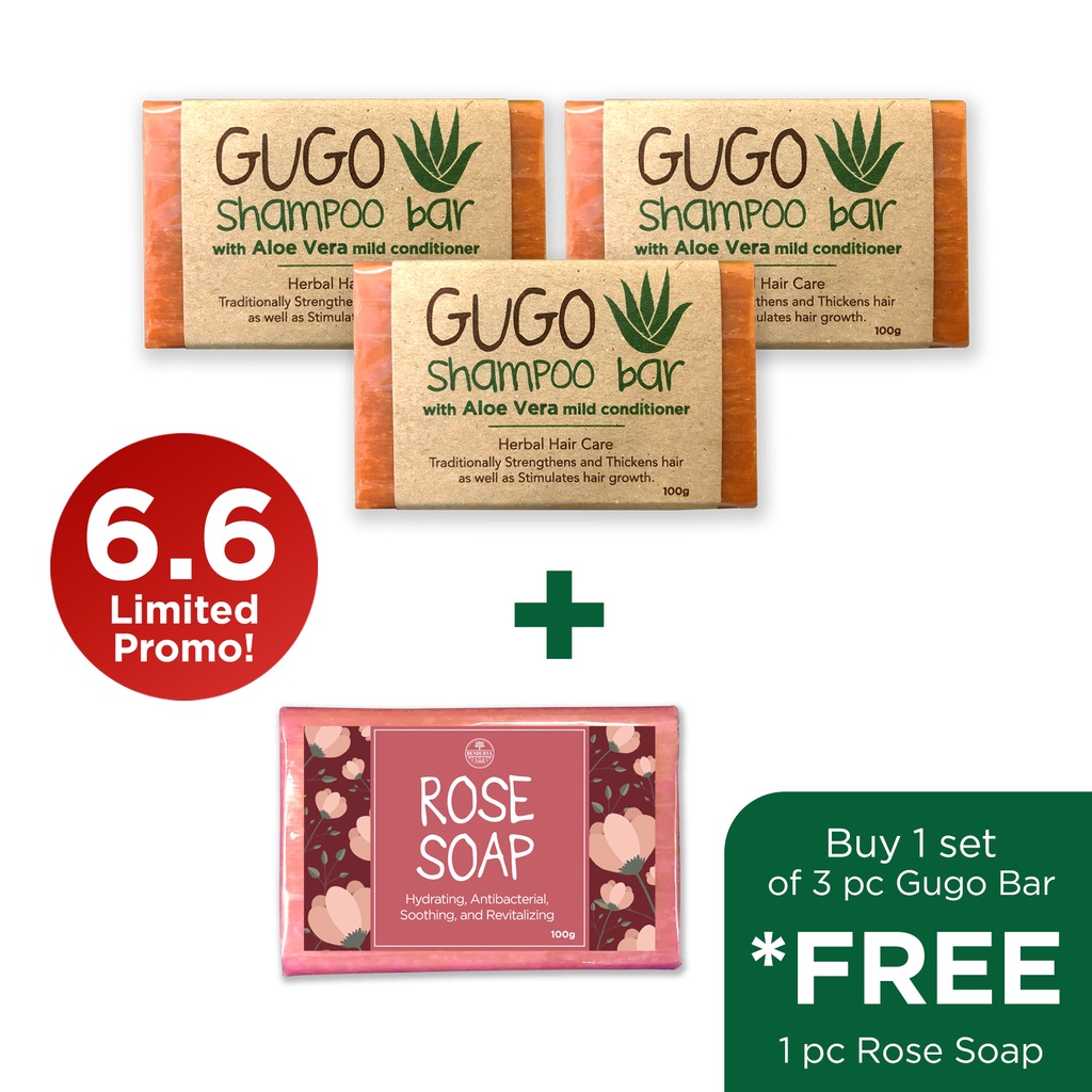 3 PCS Bendurya GUGO with Aloe Vera Shampoo Bar w/ Mild Conditioner ...