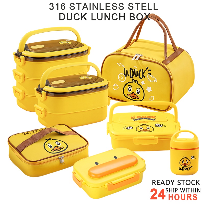 Cute Duck Lunch Box Kids 316 Stainless Steel Lunch Box Thermal Bento ...