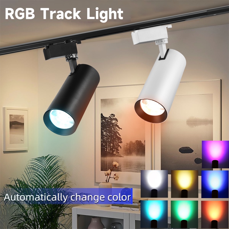 CANMEIJIA RGB LED Track Lamp Spotlight 20w 24w Colorful Cob Adjustable ...