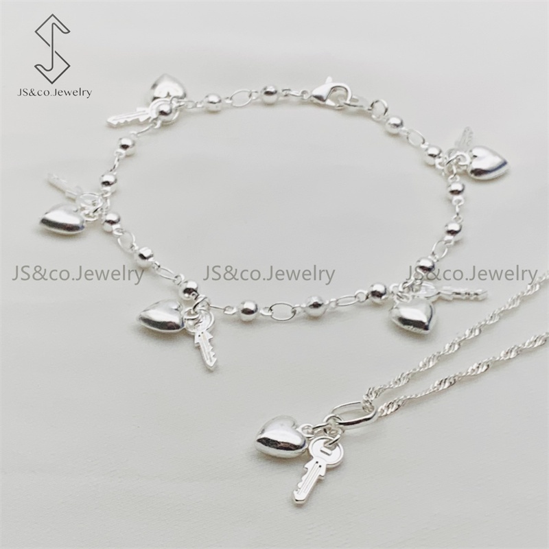 JS&CO jewelry 925 silver 2in1 Pendant Necklace Bracelet set for women ...
