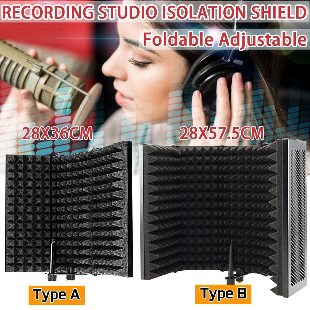 Foldable Microphone Acoustic Isolation Shield Acoustic Foams Panel ...