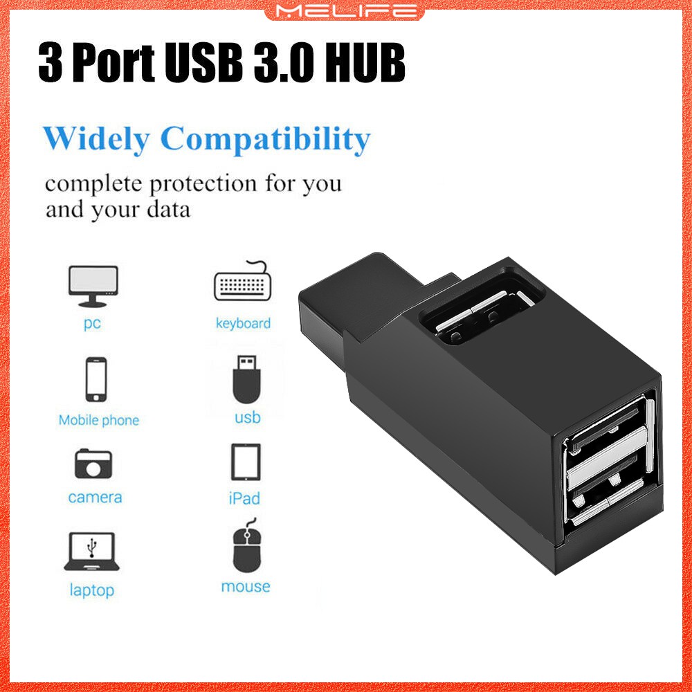 3 Port USB 2.0/3.0 Hub High Speed Data Transmission Splitter Adapter ...