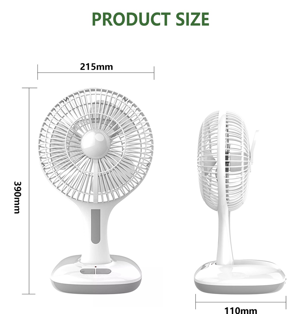 NSS 6" Chargeable fan solar electric fan with LED emergency light Desk ...