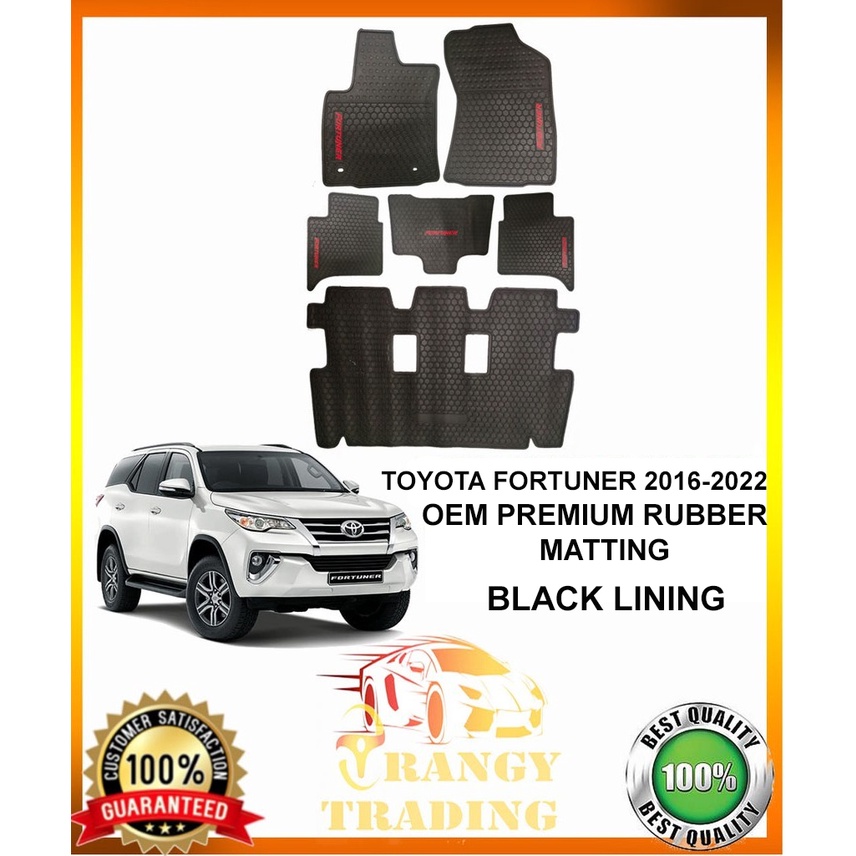 Toyota Fortuner 2016 to 2023 OEM Premium Rubber Matting Black Lining ...