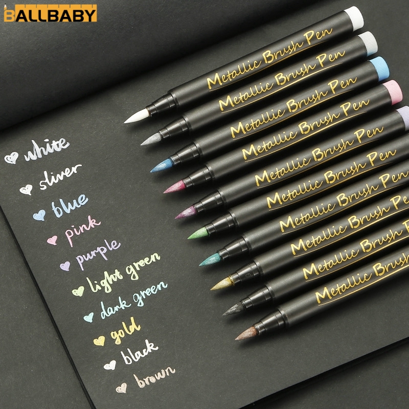 Metal Color Brush Pen Soft Head Markers Calligraphy Pen | Shopee ...