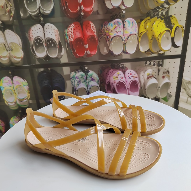 New Crocs Isabella Drawstring Flat Ladies Beach Sandals 204915 | Shopee ...