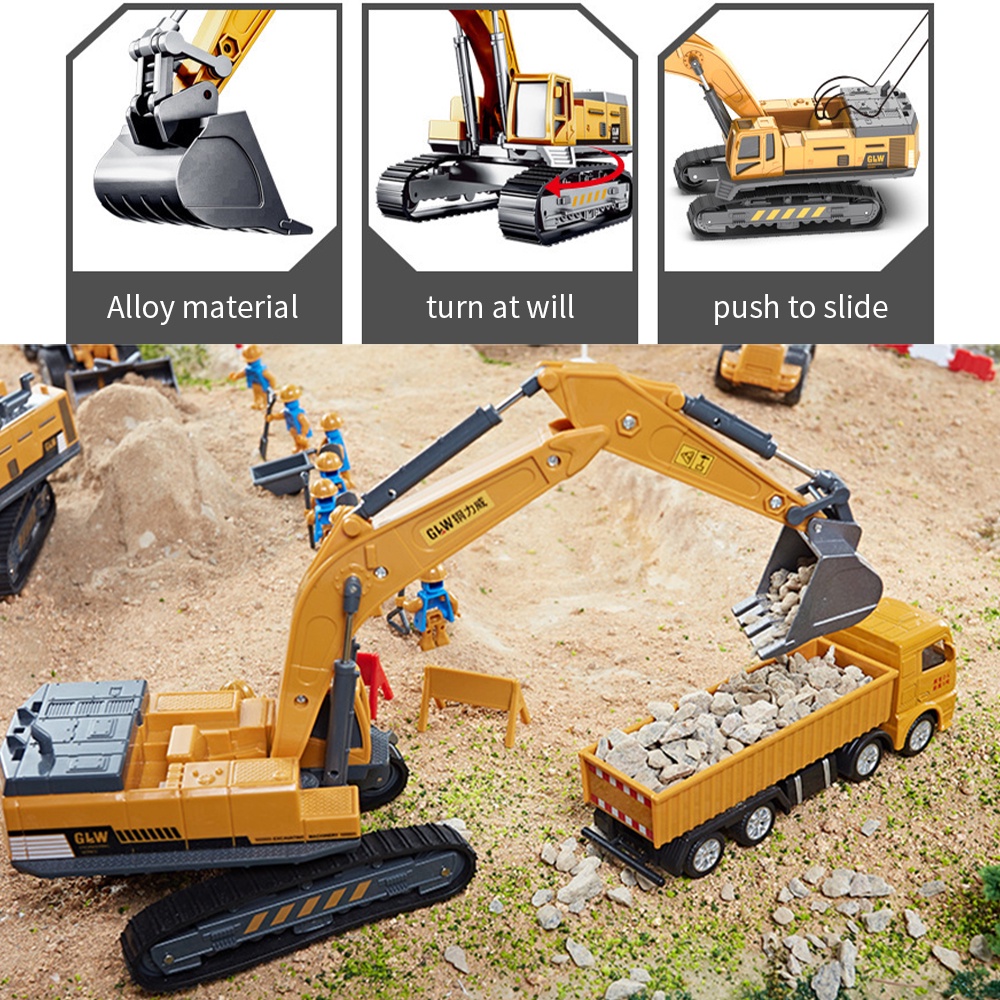 Construction Truck Model Excavator/crane/bulldozer Children Play House ...