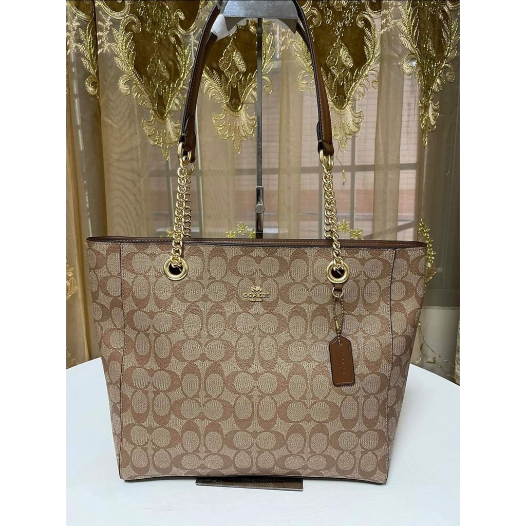 C.O.A.C.H C1565 Marlie Zip Tote Bag in Khaki Signature Coated Canvas ...