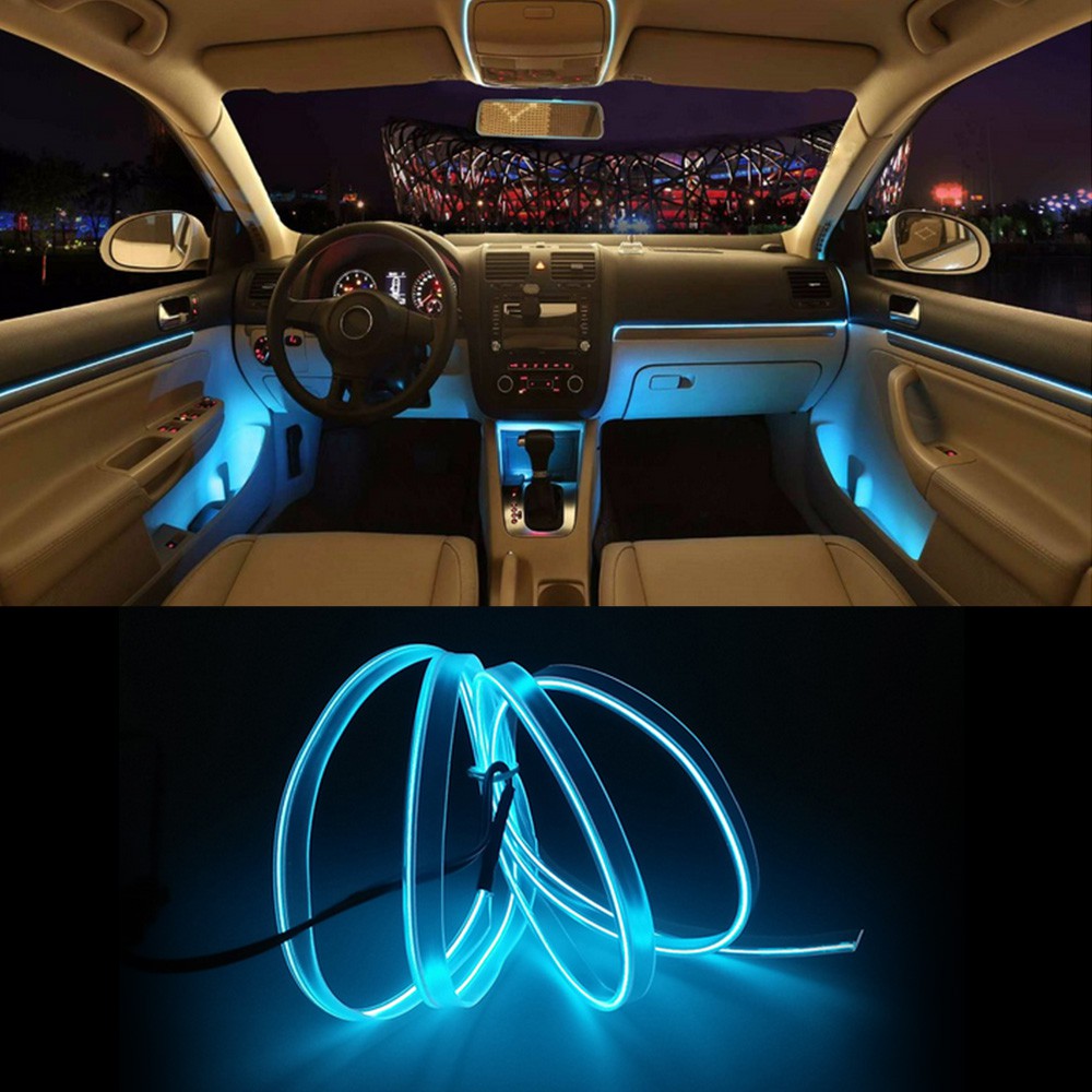 1m Car Interior Atmosphere Light Mouldings Cold Line Wire USB/Cigarette ...