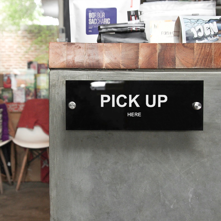 HITAM Pick Up Sign Board Here - Black Acrylic Pin 8x22 cm | Shopee ...