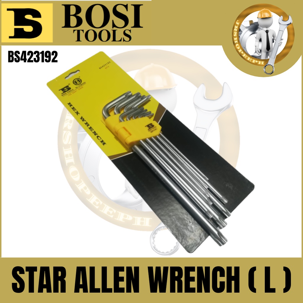 Jrshopeeph Bosi 9Pcs Star Allen Set Large Torx Allen Wrench Chrome ...