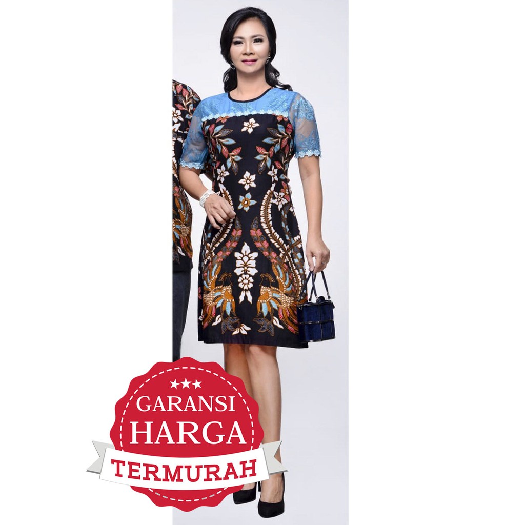 HITAM Women's Batik Dress Lace Brocade Work Uniform 2748 Black JUMBO ...