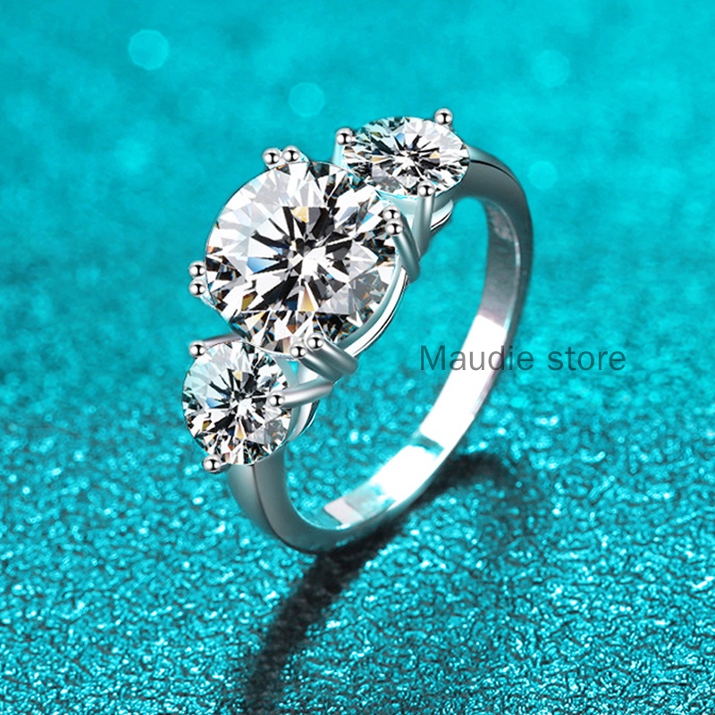 3ct 100% All Moissanite Diamond Ring for Women 4ct Bridel Jewelry S925 Sterling Silver GRA ...