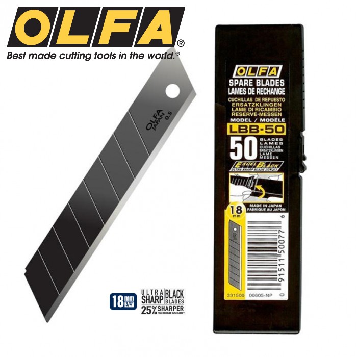 Olfa Cutter Blade LBB-50 Ultra Sharp black snap18mm blades (pack of 50 blades) | Shopee Philippines