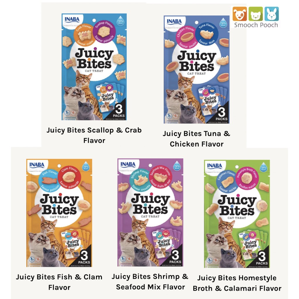 INABA CIAO Juicy Bites Cat Treats 5 POUCH ASSORTED RANDOM FLAVOR (11.3g ...