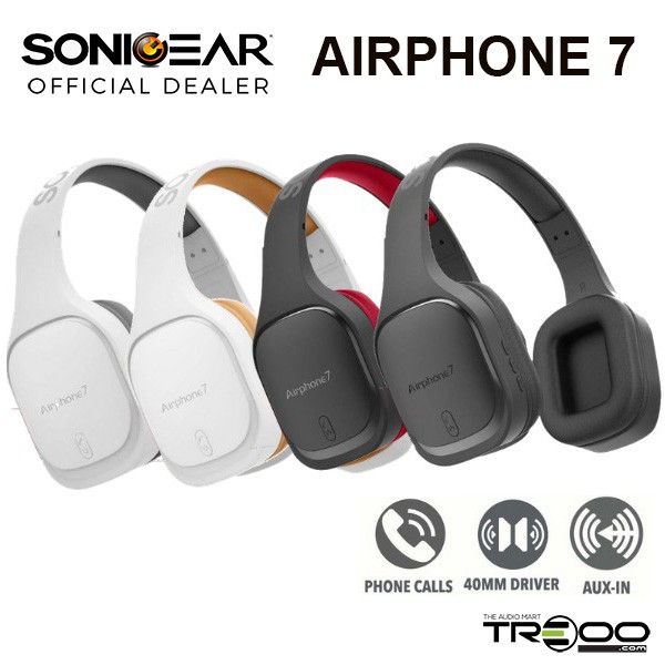 SonicGear Airphone 7 (2019) Wireless Bluetooth Over-the-Ear Headphone ...