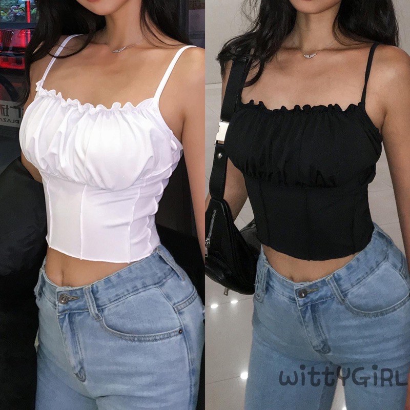 SS Ruched Garter Crop Top Knitted Tops | Shopee Philippines