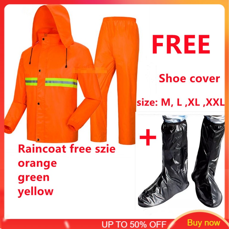 Reflective raincoat set+Shoe cover \sanitary adult raincoat | Shopee ...