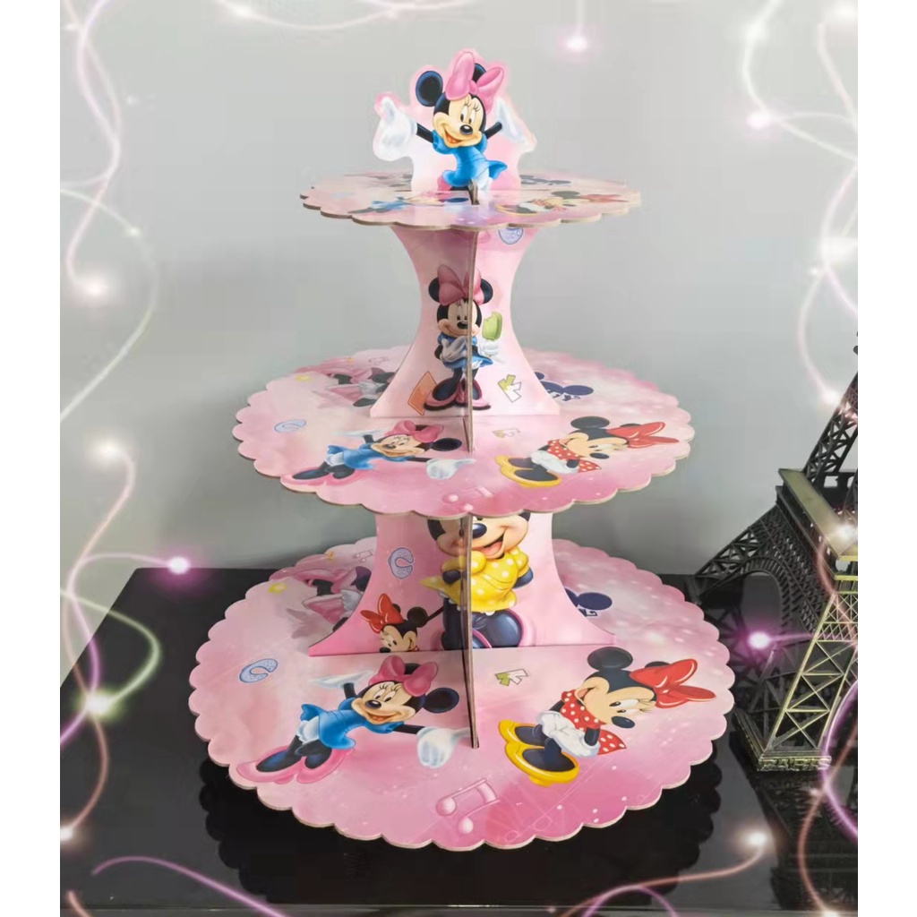 INS style DSN Minnie mouse theme Three Layers Cup cake Stand birthday ...