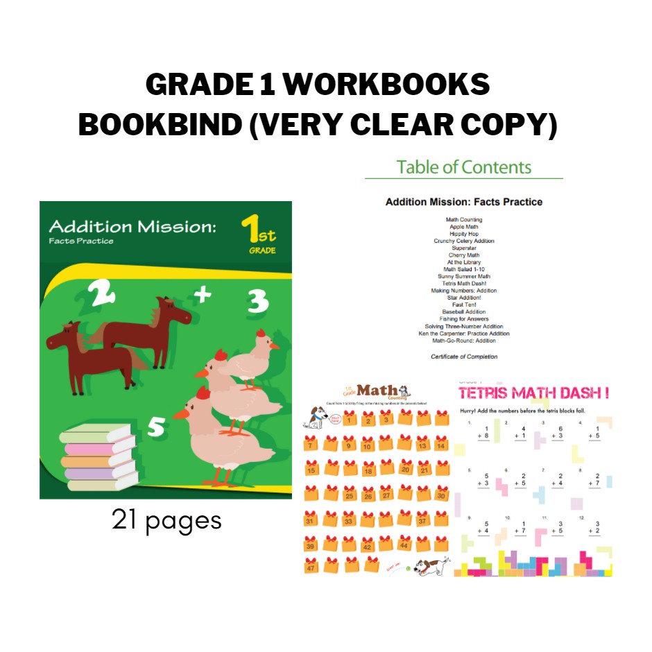 GRADE 1 Activity Workbook/Worksheet- Homeschool Materials - Bookbind ...