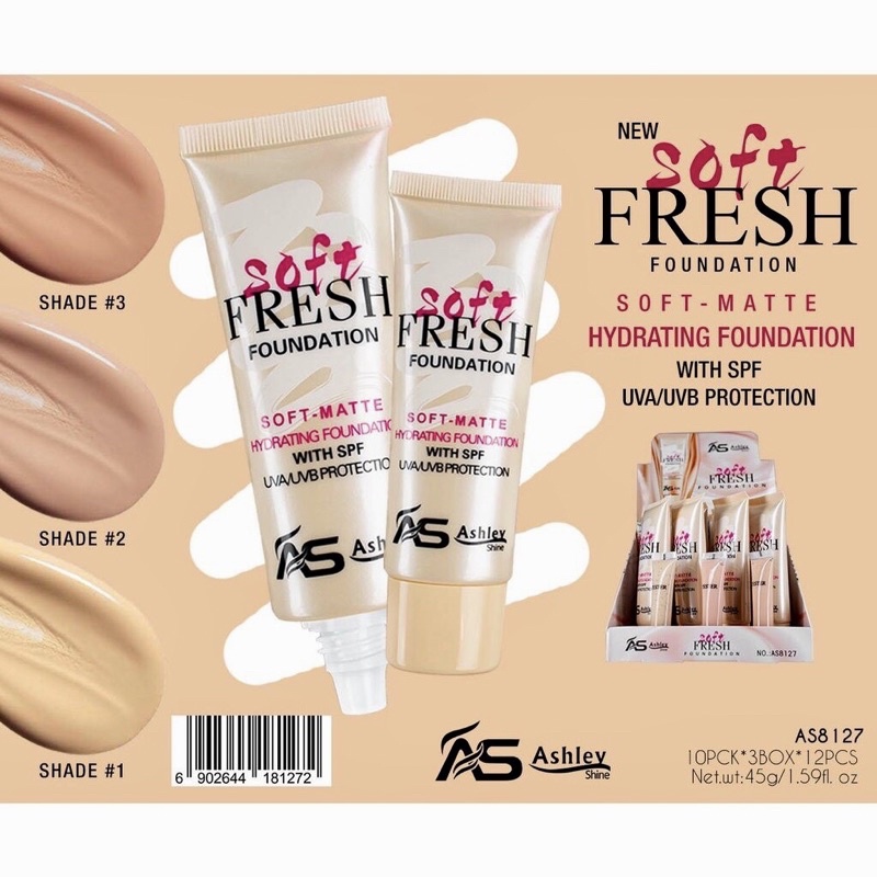 Ashley Soft Fresh Foundation Soft-Matte Hydrating Foundation with SPF ...