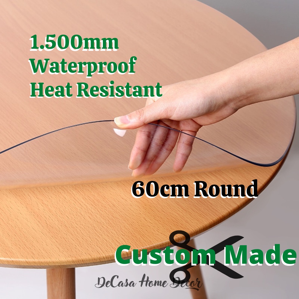 Table Plastic Cover {60cm Round} 1.500mm PVC Table Cloth Protector ...