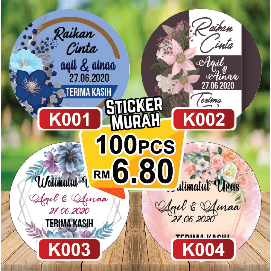 Sticker Kahwin/ Label Sticker /Sticker Doorgift 001-036 | Shopee ...