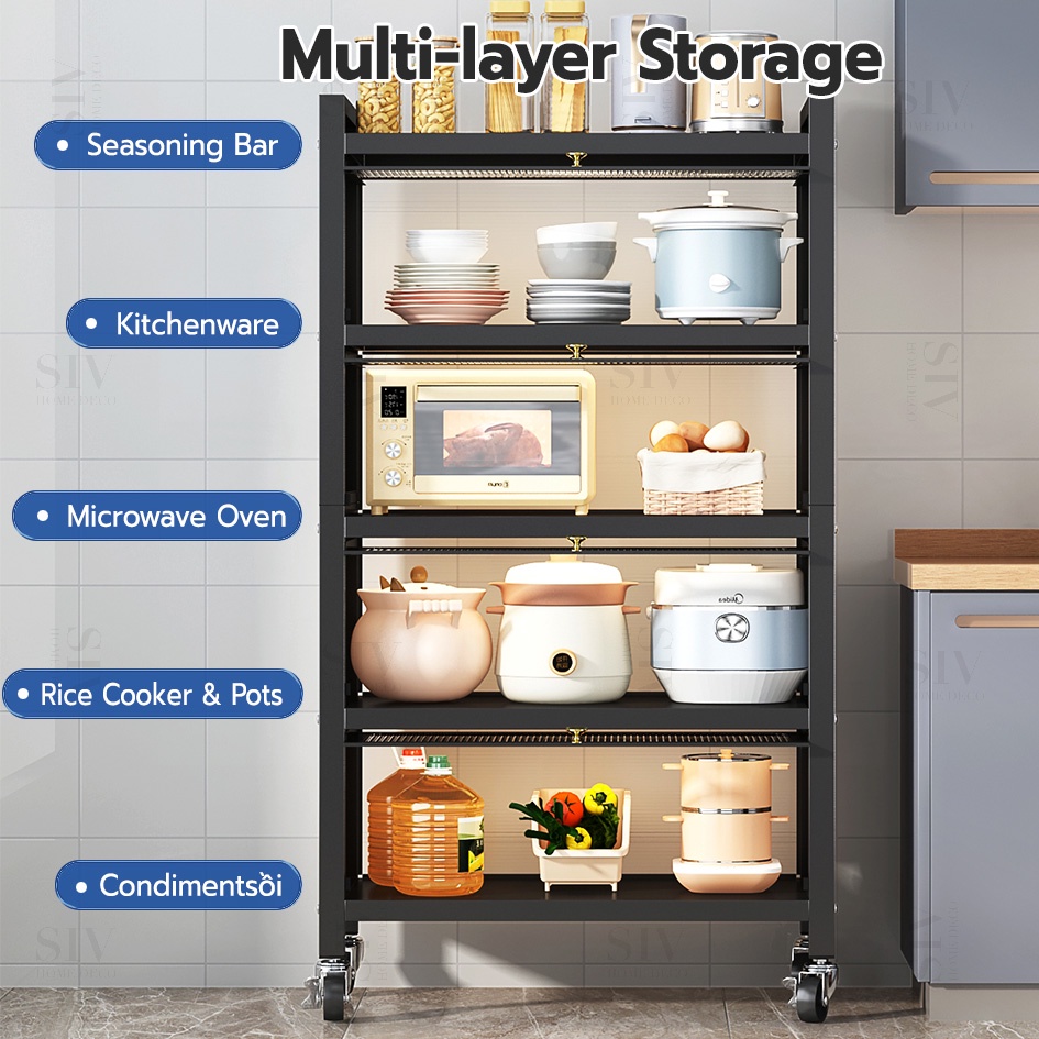 Siv 3-6 Layer Kitchen Cabinet Storage Organizer Rack Shelf With Pull ...