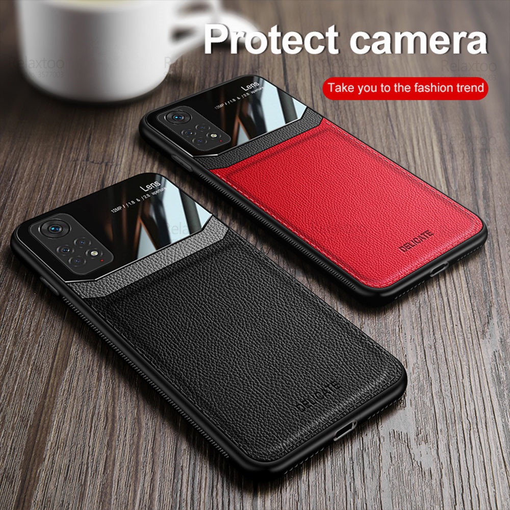 Leather Acrylic Back Case For Xiaomi Redmi Note 11 Pro 5G Silicone ...