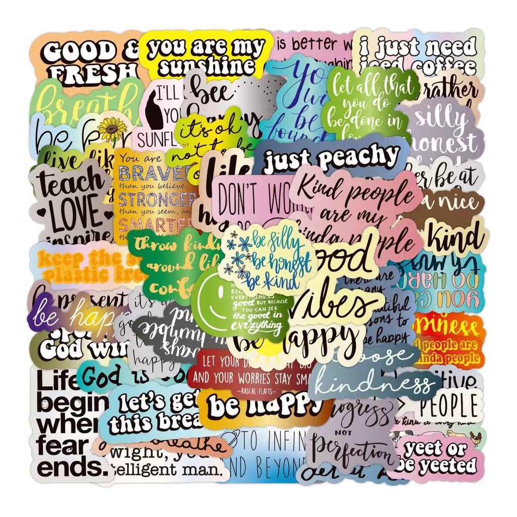 xs376-50pcs Motivational Quotes Graffiti Waterproof Sticker | Shopee ...