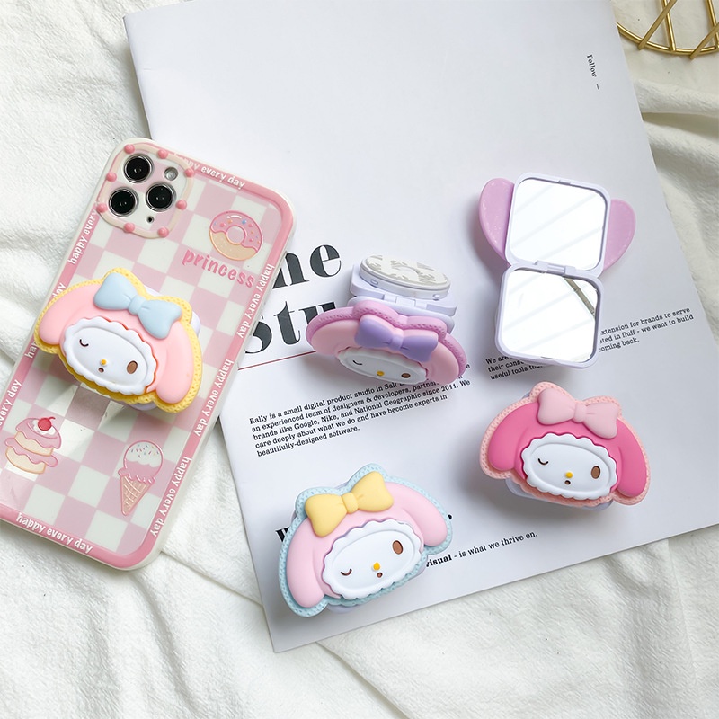 Cute Mirror Pink Cartoon Color Solid Back Stickers Plain Color Grip ...