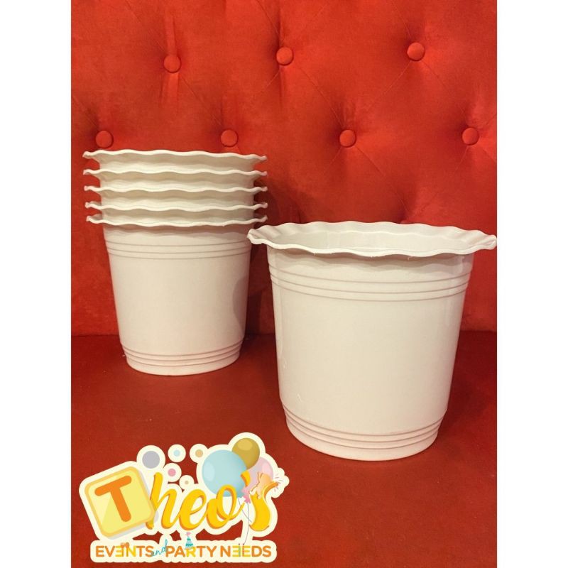 BB260 8x7 Wavy White Plastic Pots for Plants Nursery Pot/Pots Flower ...