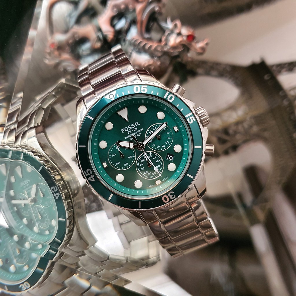 F FS5726 FB03 Chronograph Green Dial with Green Rotating Timing Bezel ...