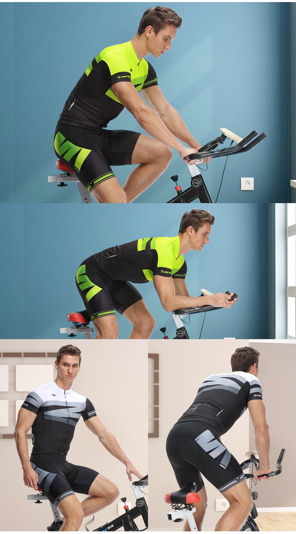 Santic Men Cycling Suit Cyling Jersey Bib Shorts Pockets MTB Bike ...