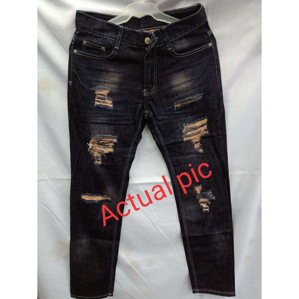 Tattered Jeans for Men denim pants not stretchable | Shopee Philippines