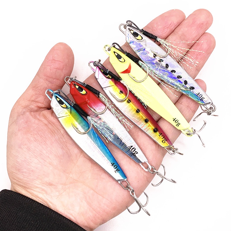 Luminous Metal Jig Fishing Lure Weights 15g-40g Trolling Hard Bait Bass ...