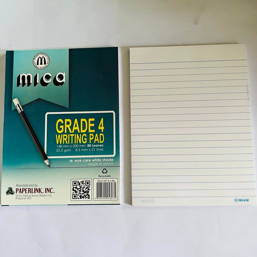 WRITING PAD MICA Grade 1/2/3/4 80leaves (SOLD PER PAD) | Shopee Philippines