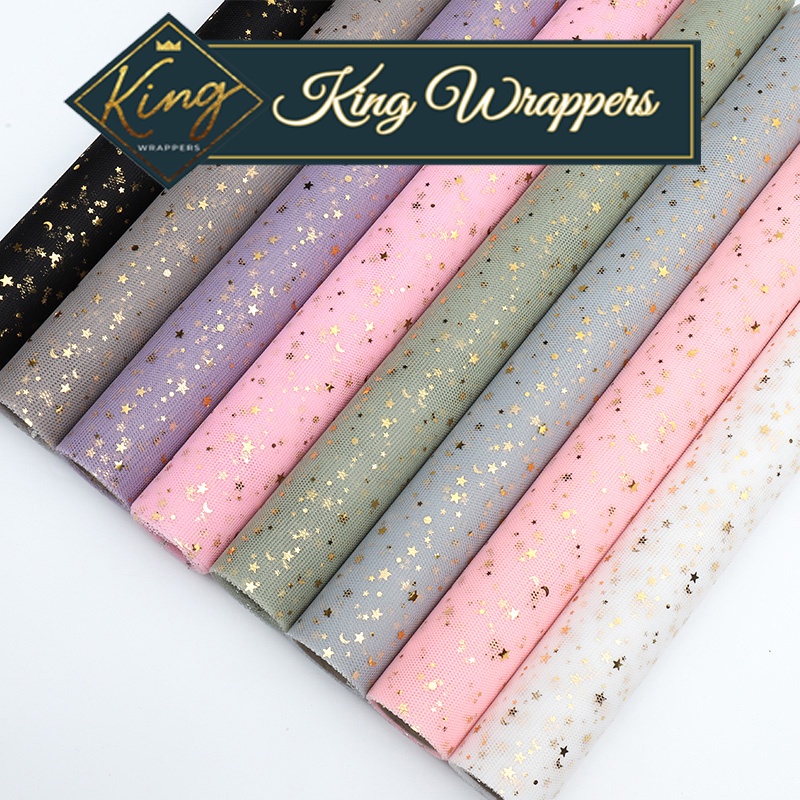 Wrapping Mesh Sequin Star and Moon Design Flower Bouquet Wrapping Mesh ...