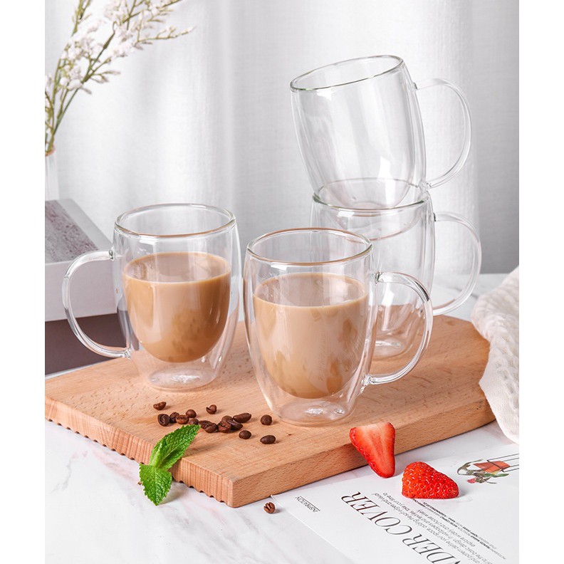 LG GPZB212-250ML DELI Borosilicate Glass Double Wall Coffee Mugs with ...