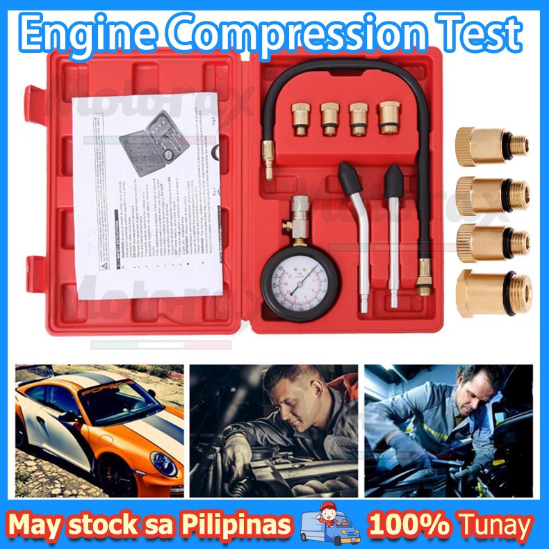 8Pc Automotive Motorcycles Petrol Engine Compression Test Gauge Tester ...