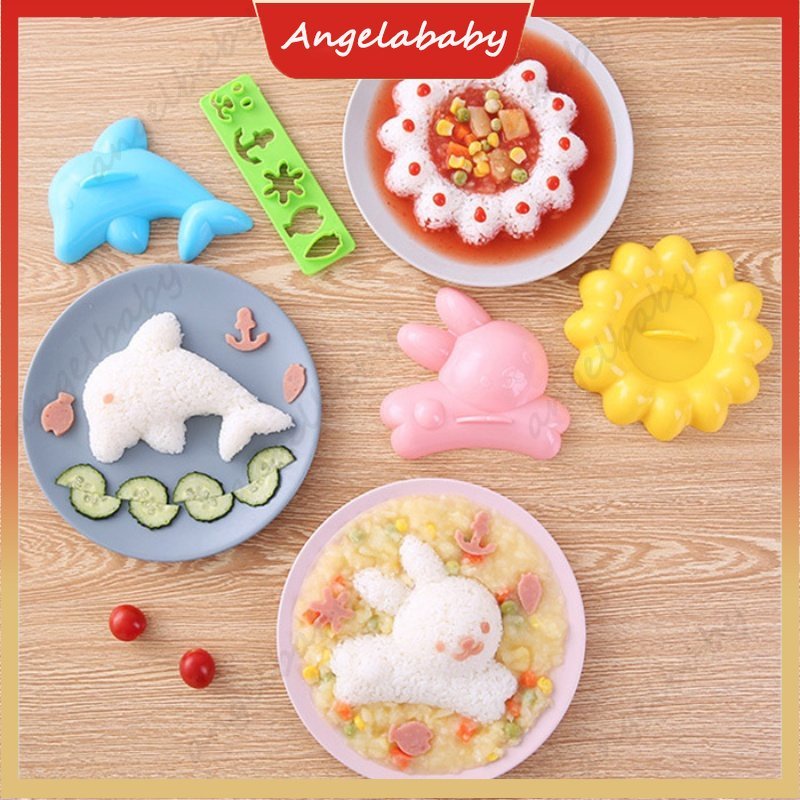 3/4 Pack Kids Cartoon Cute Rabbit Dolphin Rice Ball Shape DIY Sushi ...