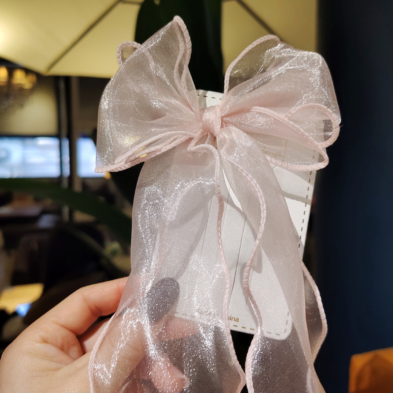 Red Bow Long Ribbon Hairpin Korean Fashion Lace Braided Hair ...