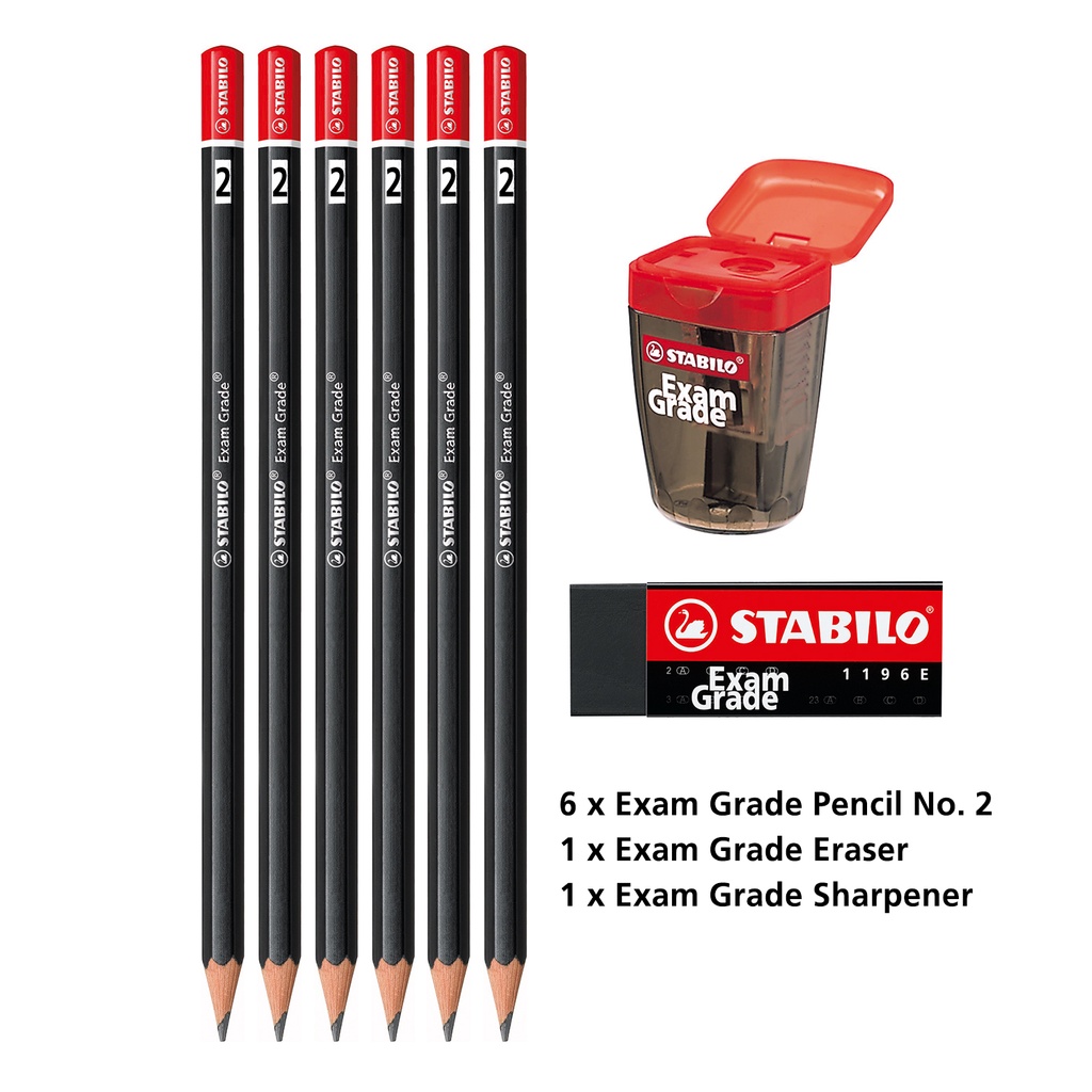 STABILO Exam Grade Graphite Pencil with Eraser Sharpener Ballpen Set ...