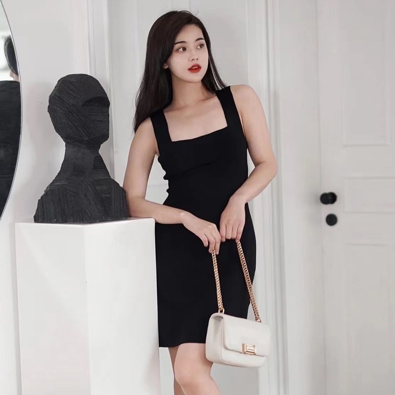 Korean Style Seeveless Slim Bottoming Camisole Dress Womens Tight Hip 8583