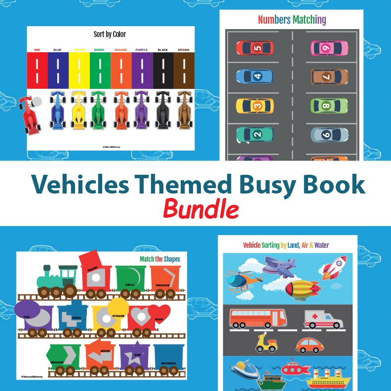 Bundle Busy Book Binder Vehicles Educational Montessori Workbook ...