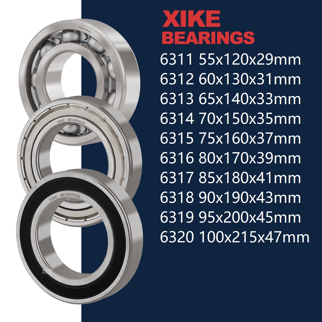 XiKe 6311 6312 6313 6314 6315 2RS/ZZ/Open Chrome Steel Deep Groove Ball ...